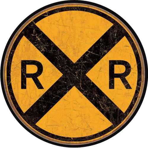 Yellow Railroad Crossing Sign Metal Sign Round Yellow Railroad